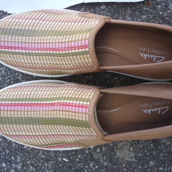 Clarks | Shoes | Clarks Collection Layton Petal Tan Woven Leather ...